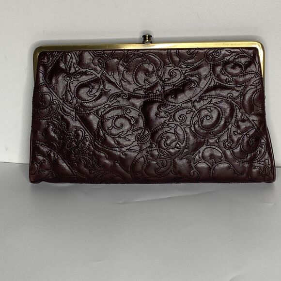 HOBO | Bags | Hobo International Brown Leather Embroidered Clutch ...